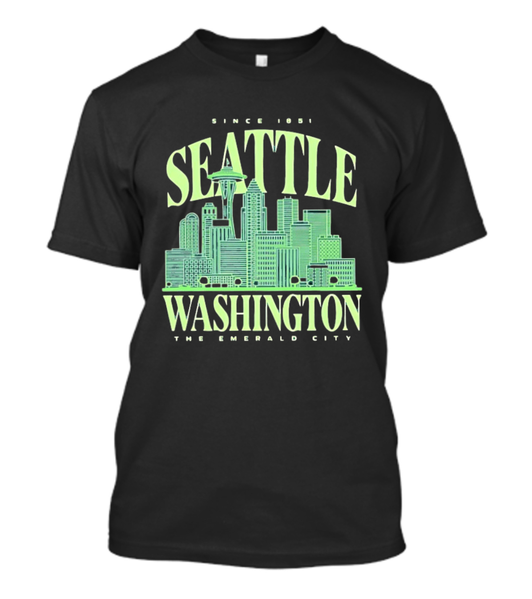 Seattle Washington Since 1851 The Emerald City Skyline T-Shirt