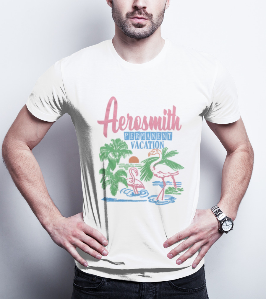 Aerosmith Permanent Vacation Flamingo Tropical Paradise T-Shirt