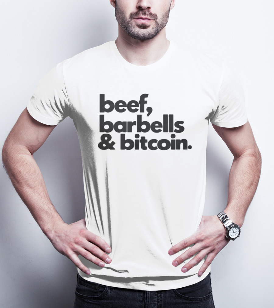 Beef Barbells & Bitcoin Fitness And Cryptocurrency Lifestyle T-Shirt