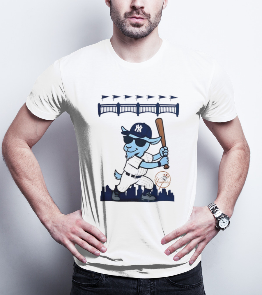 GOAT USA New York Yankees Home Run Baseball Goat Cartoon T-Shirt