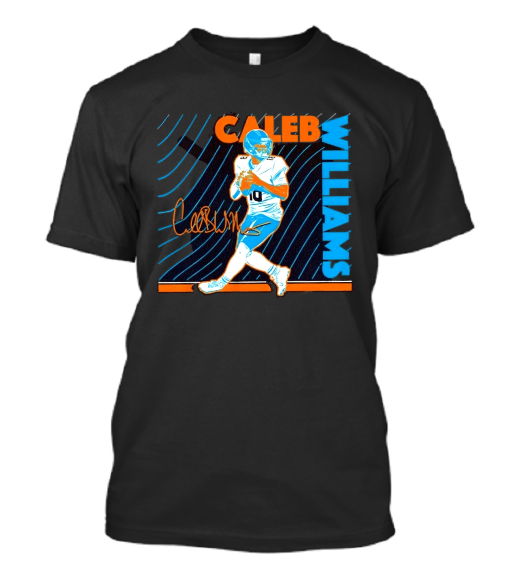 Caleb Williams Chicago Bears No 10 Neon Nights Football Player Signature T-Shirt