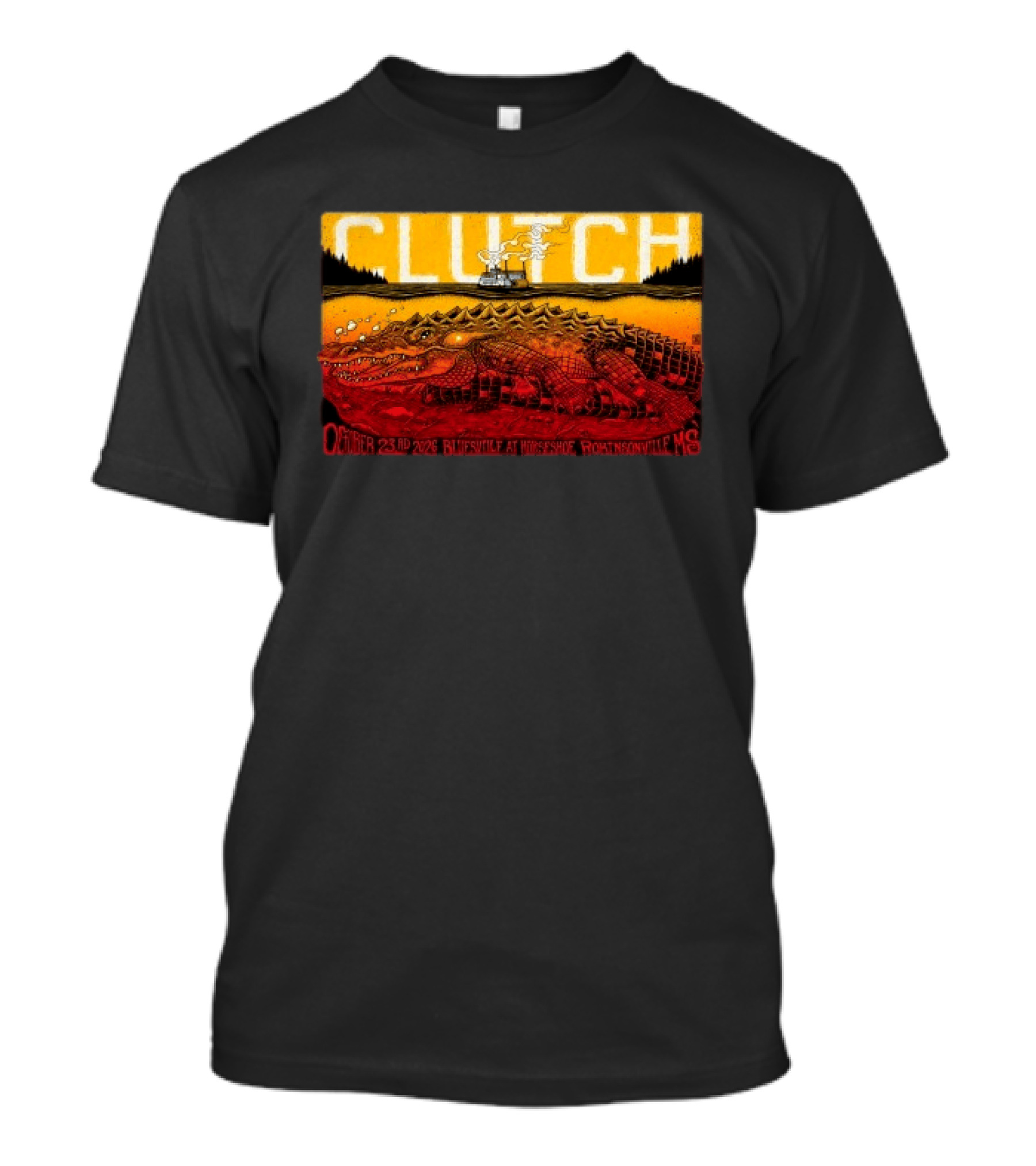 Clutch October 23 2026 Bluesville Horseshoe Robinsonville MS Gator Steamship T-Shirt