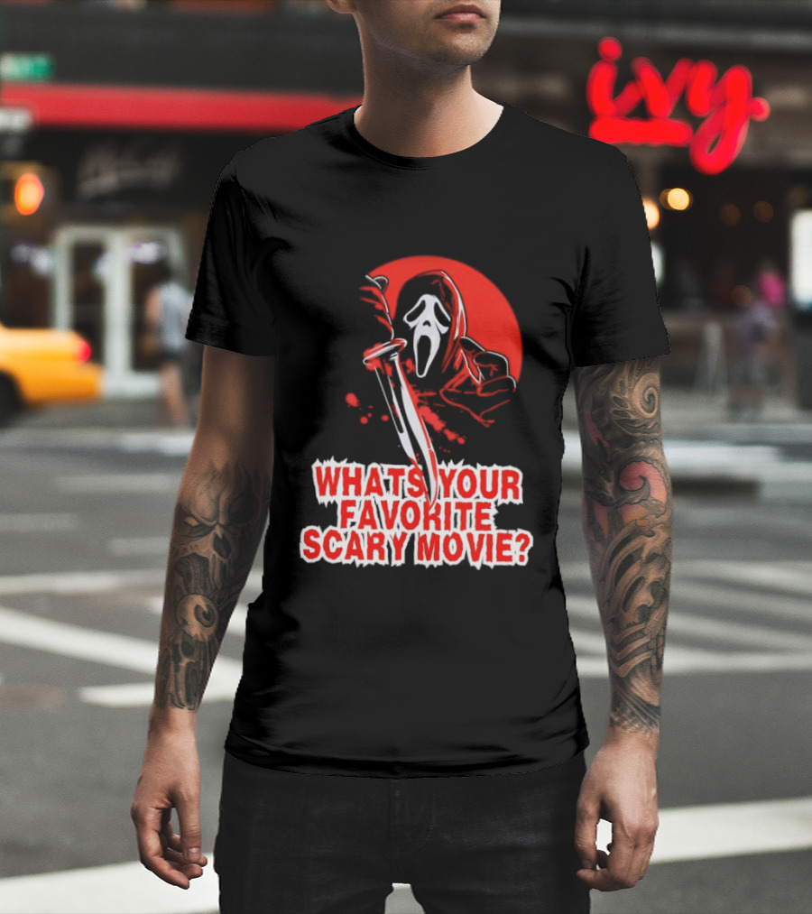 Ghostface What's Your Favorite Scary Movie Red Mask T-Shirt