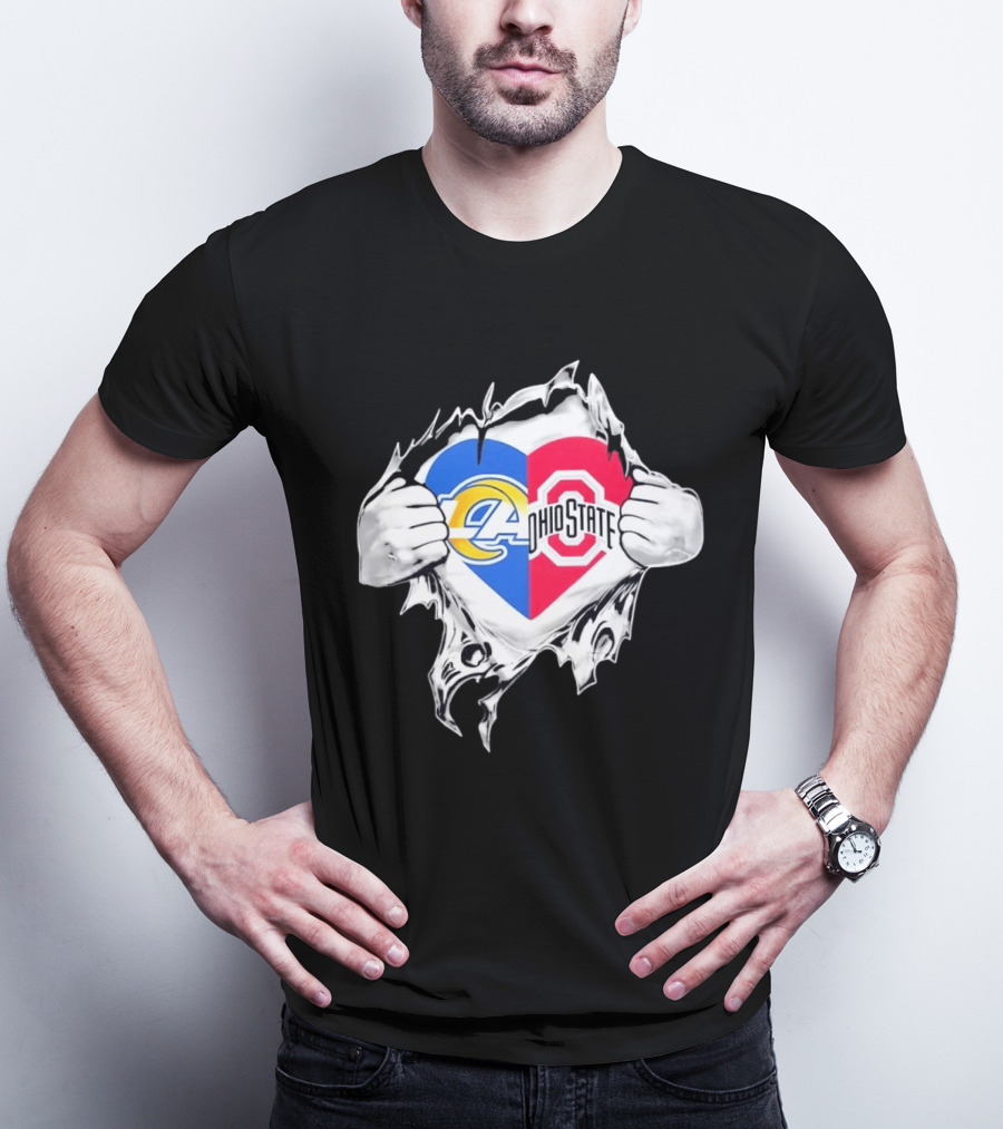 Los Angeles Rams Ohio State Split Heart Hands T-Shirt