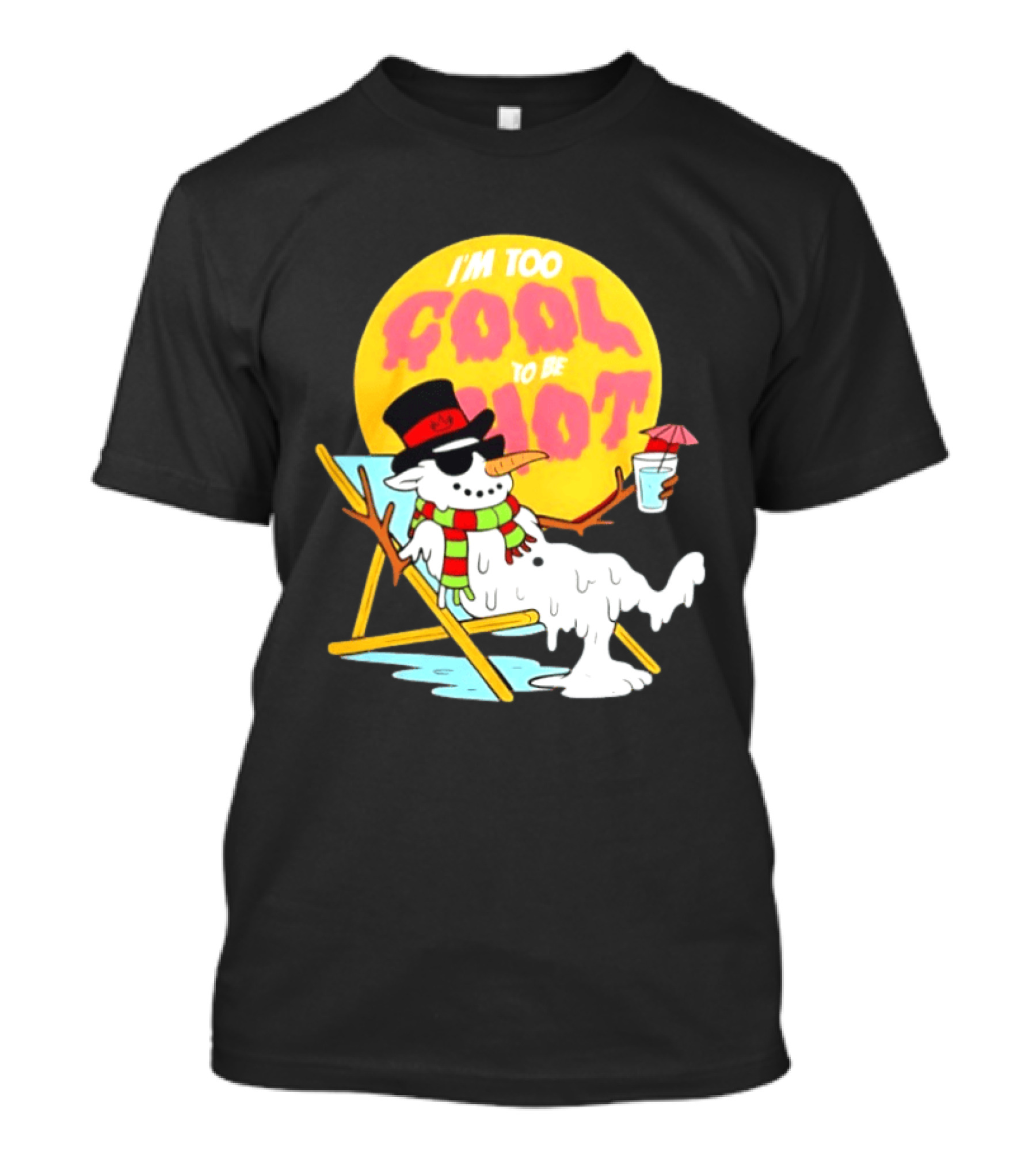 I'm Too Cool To Be Hot Goat USA Snowman T-Shirt