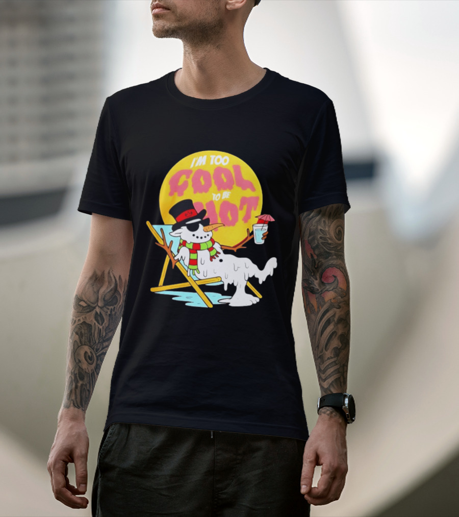 I'm Too Cool To Be Hot Goat USA Snowman T-Shirt