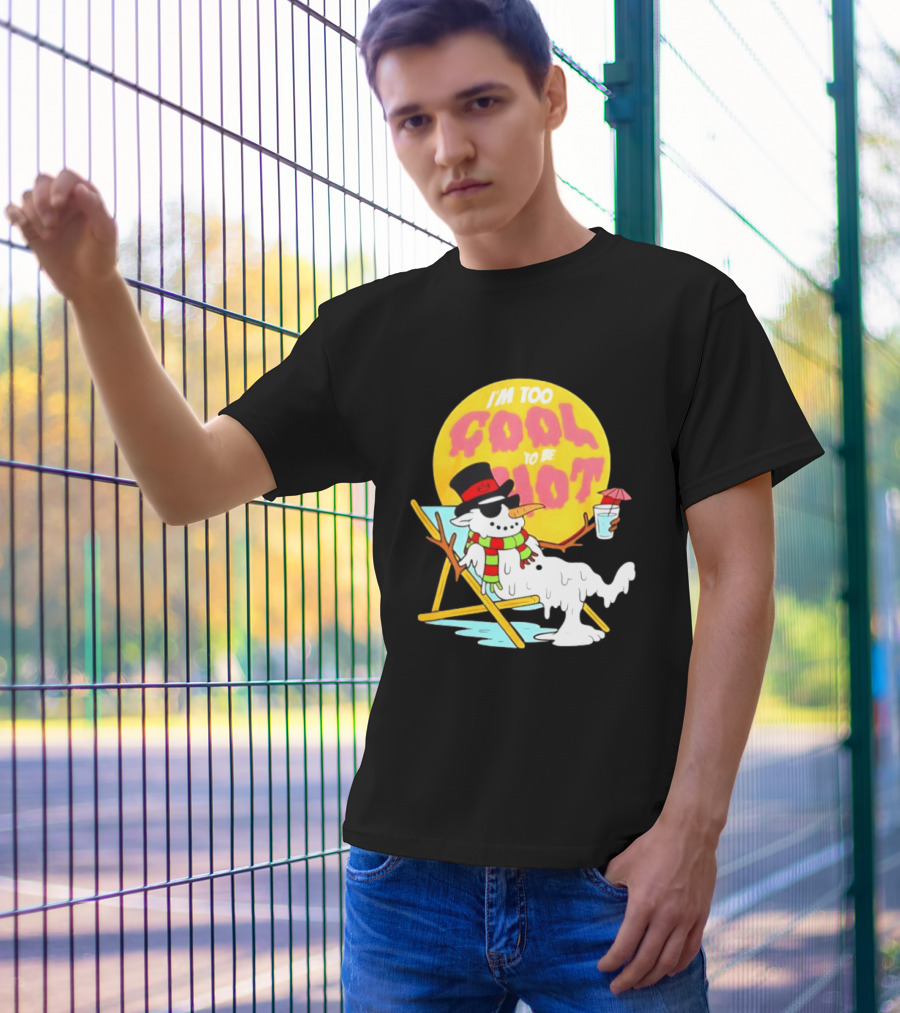 I'm Too Cool To Be Hot Goat USA Snowman T-Shirt