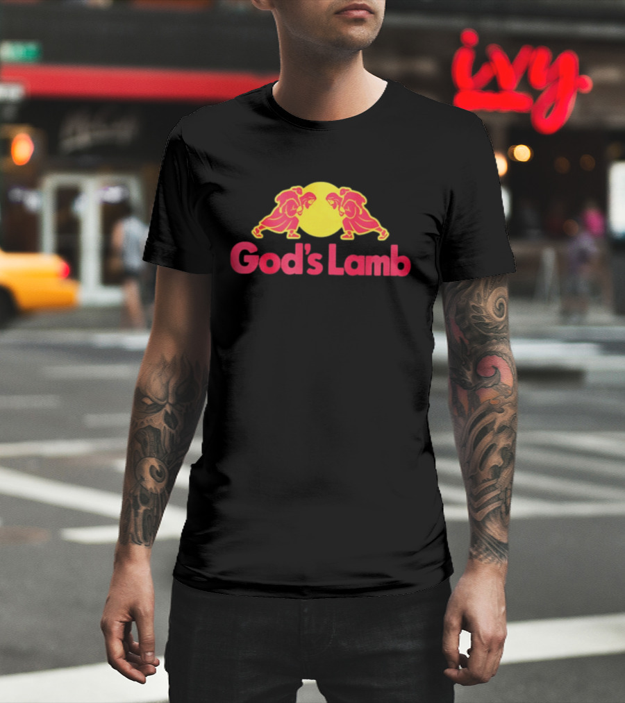 God's Lamb Redbull Parody Twin Monk Icon Yellow T-Shirt