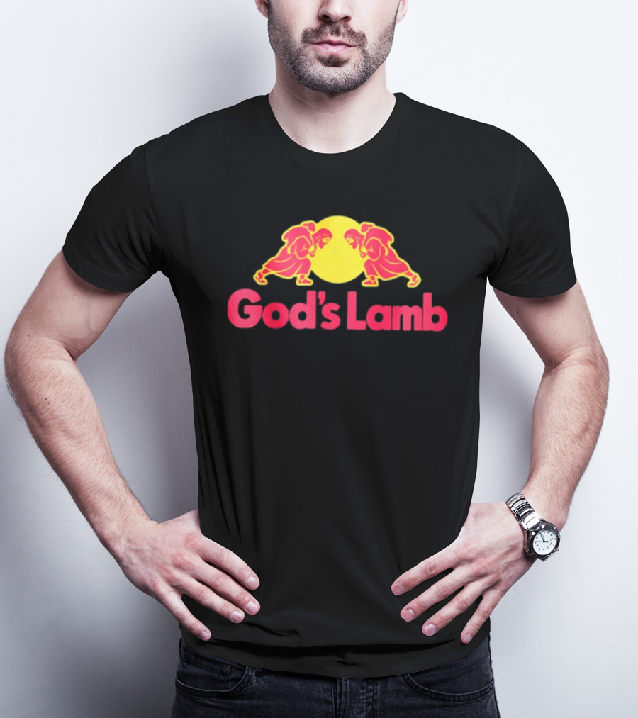 God's Lamb Redbull Parody Twin Monk Icon Yellow T-Shirt