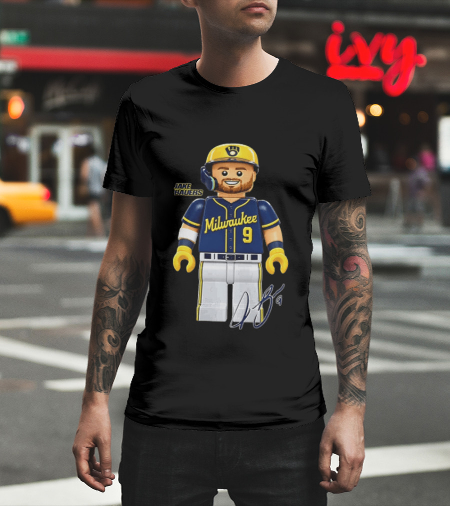 Milwaukee Brewers Jake Bauers Minifigure 9 T-Shirt
