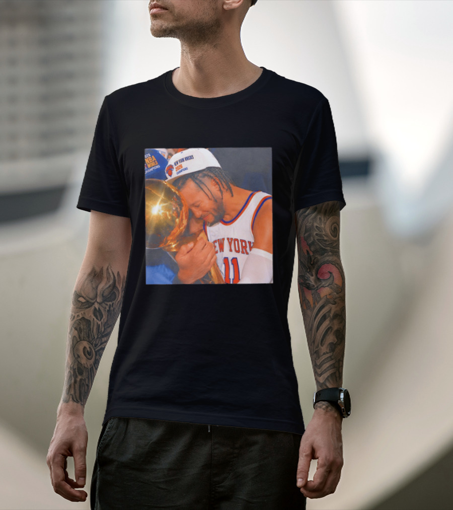 New York Knicks Jalen Brunson 2026 NBA Champions Trophy Moment T-Shirt