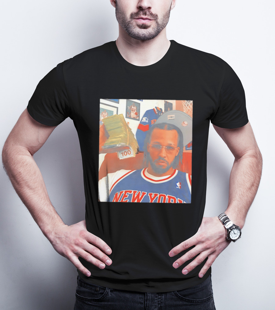 New York Knicks Jalen Brunson Selfie Money Stacks NBA Jersey T-Shirt