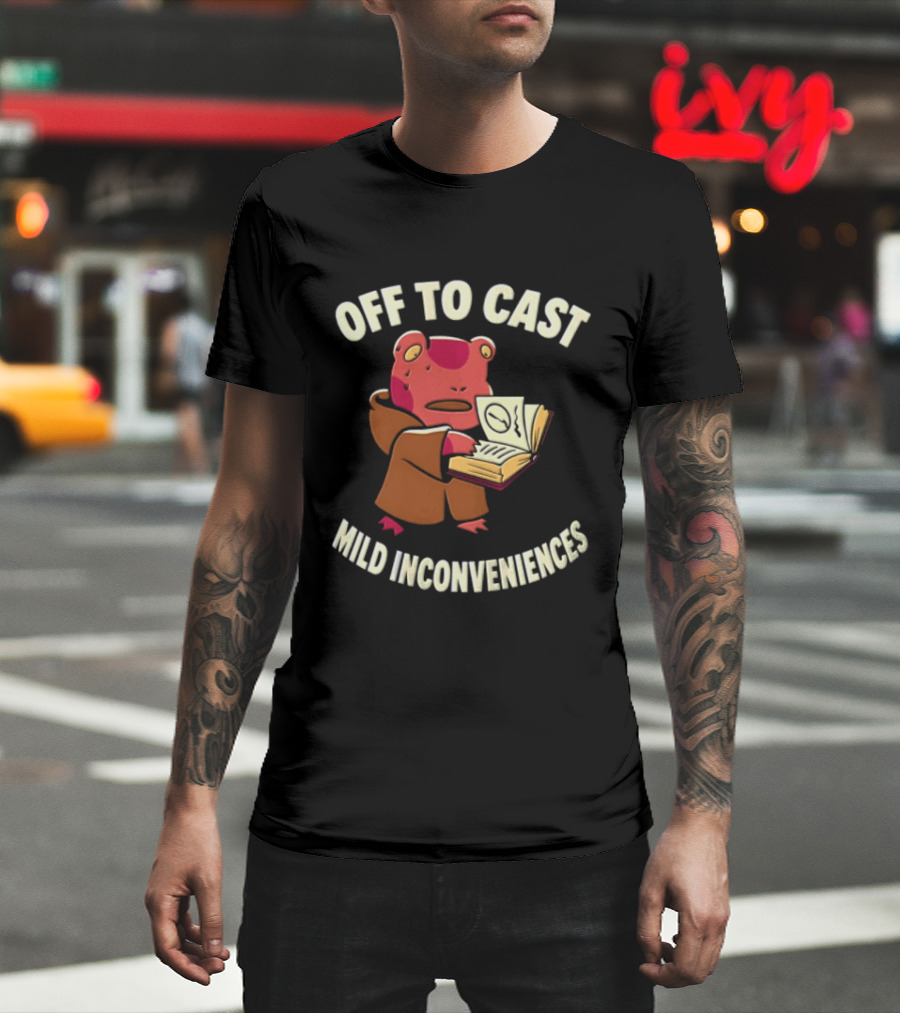 Off To Cast Mild Inconveniences Frog With Spellbook T-Shirt