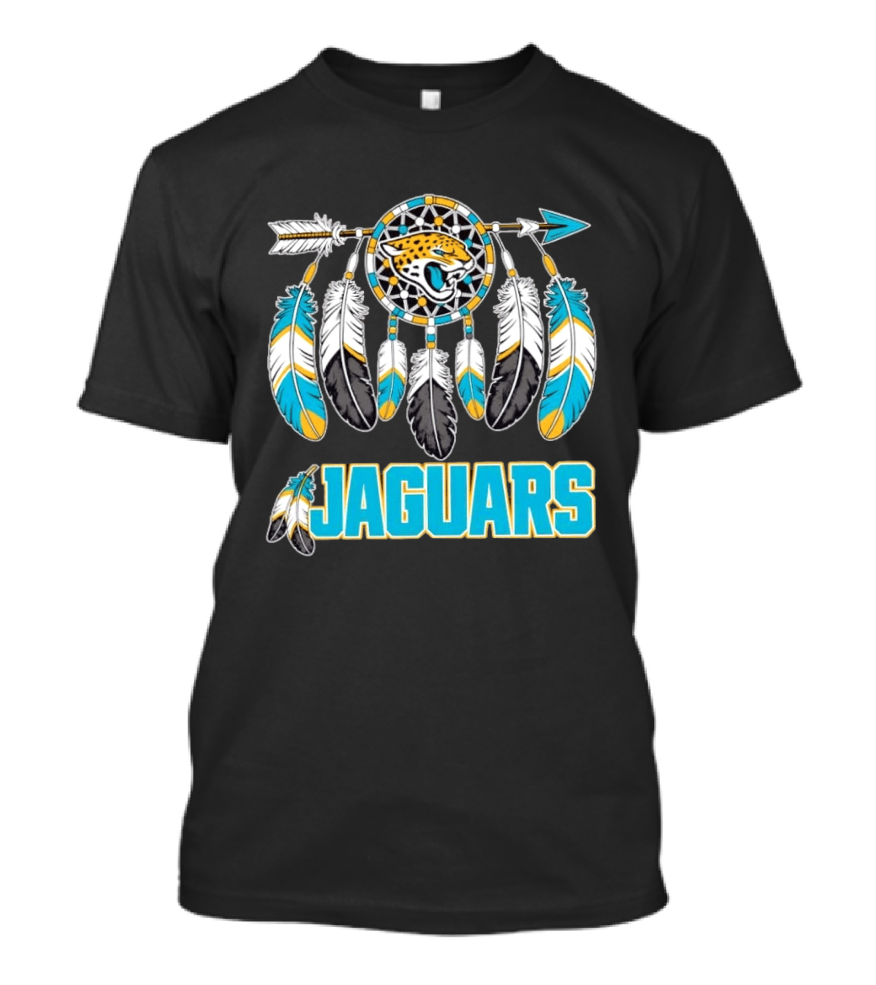 Jacksonville Jaguars Dreamcatcher Feather Arrow Turquoise Yellow Black T-Shirt
