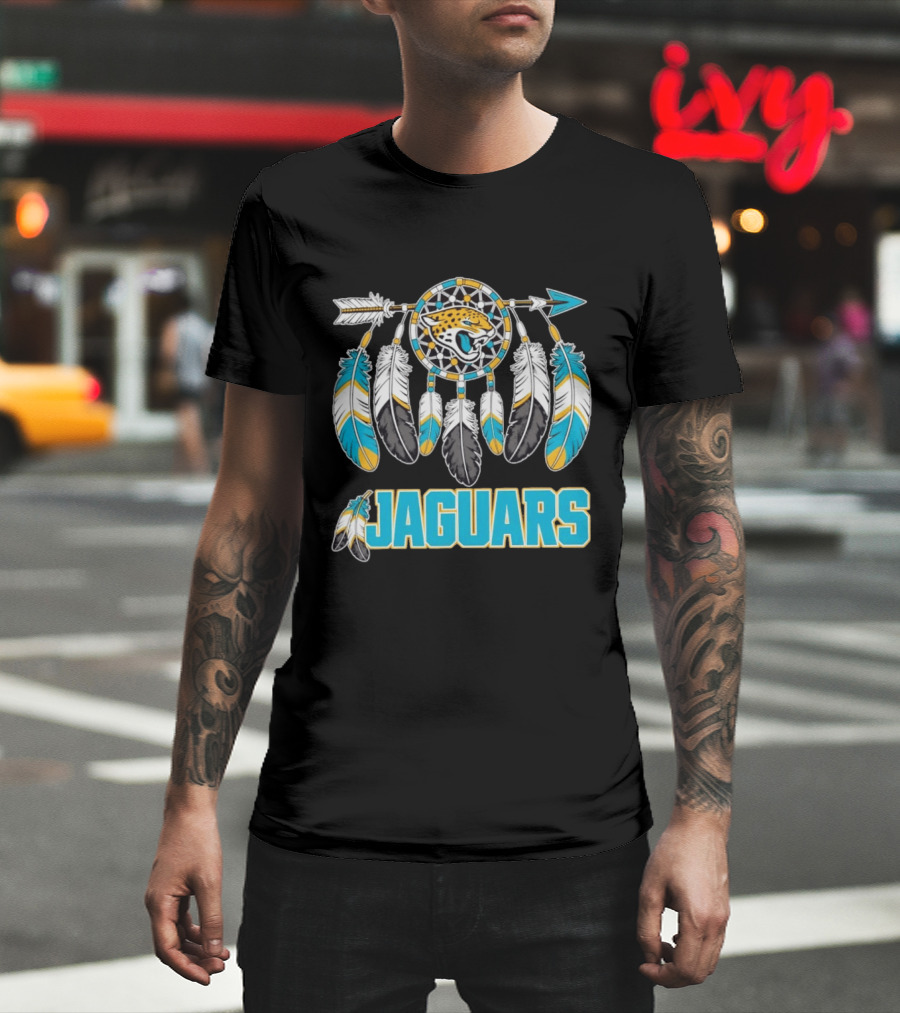 Jacksonville Jaguars Dreamcatcher Feather Arrow Turquoise Yellow Black T-Shirt