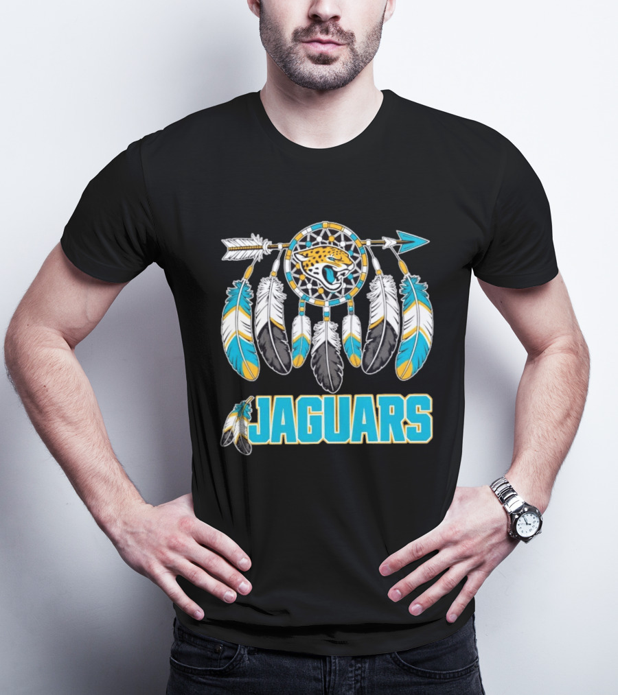 Jacksonville Jaguars Dreamcatcher Feather Arrow Turquoise Yellow Black T-Shirt