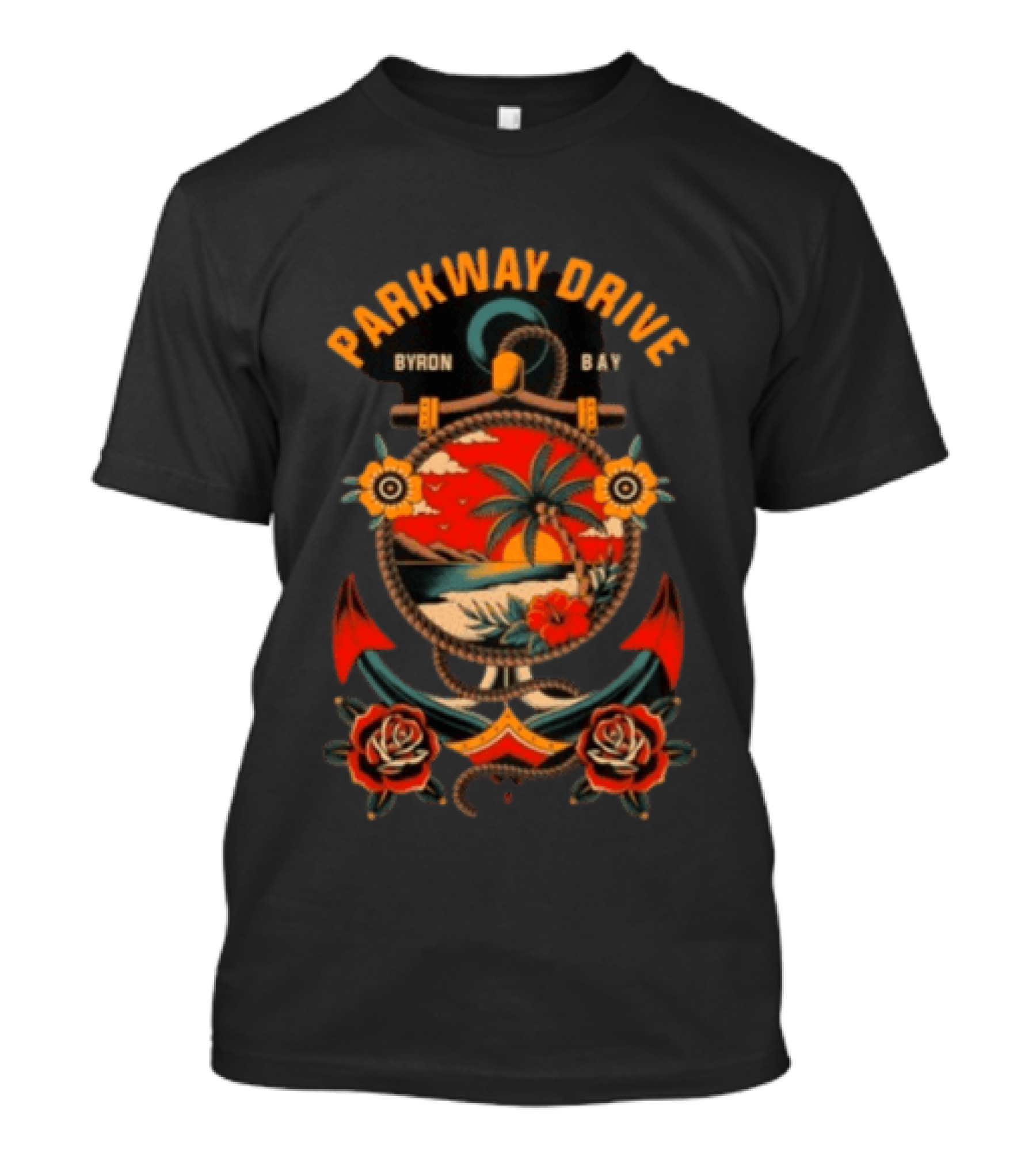 Parkway Drive Byron Bay Anchor Rope Tropical Sunset Palm Flowers T-Shirt