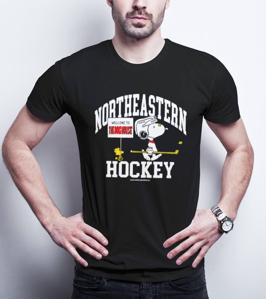 Northeastern Hockey Peanuts Snoopy The Doghouse Collaboration T-Shirt