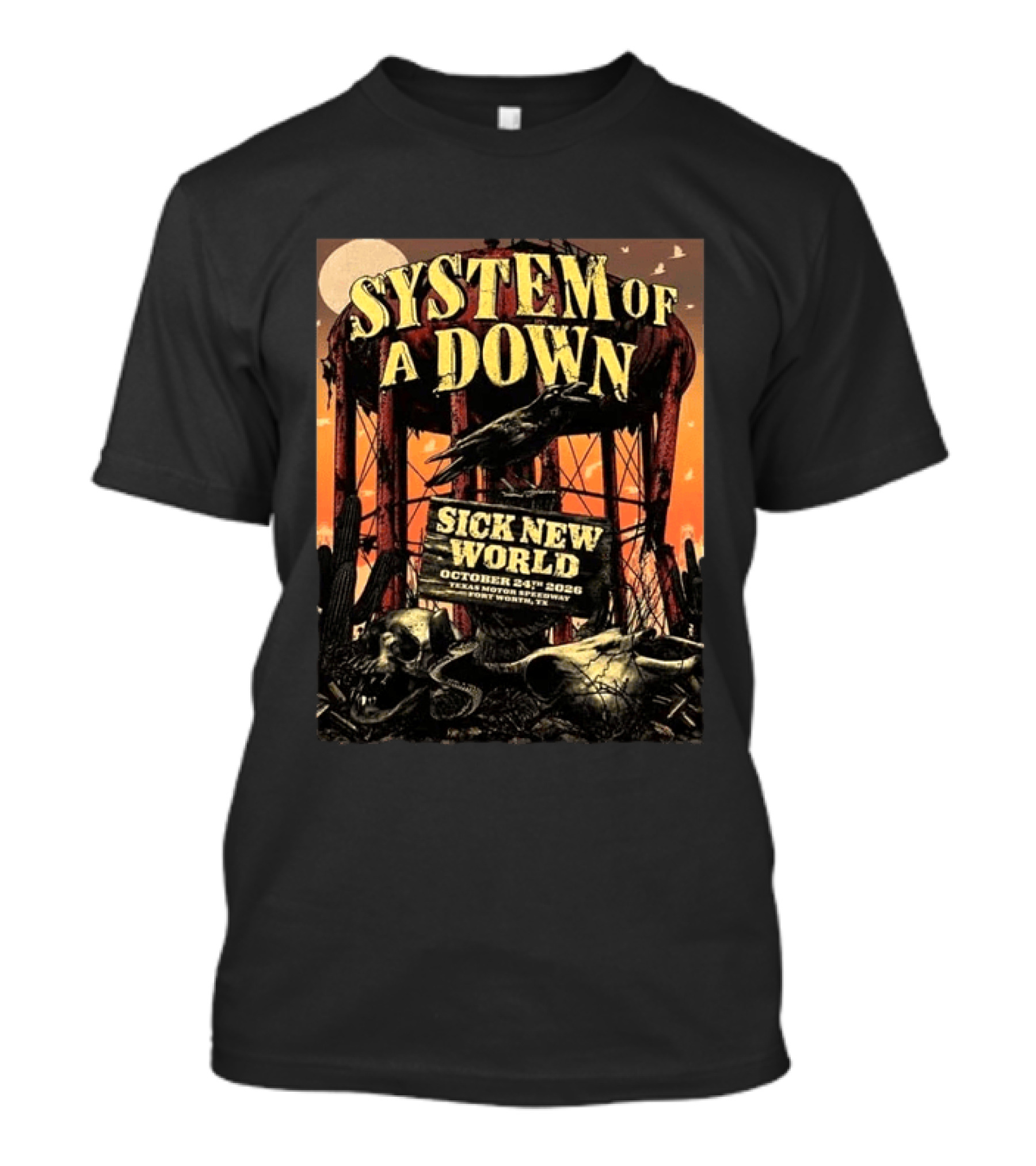 System Of A Down Sick New World Texas Motor Speedway October 24th 2026 T-Shirt