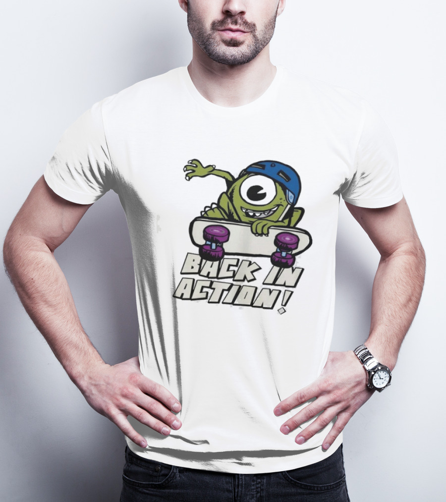 Mike Wazowski Back In Action Skateboard Helmet T-Shirt