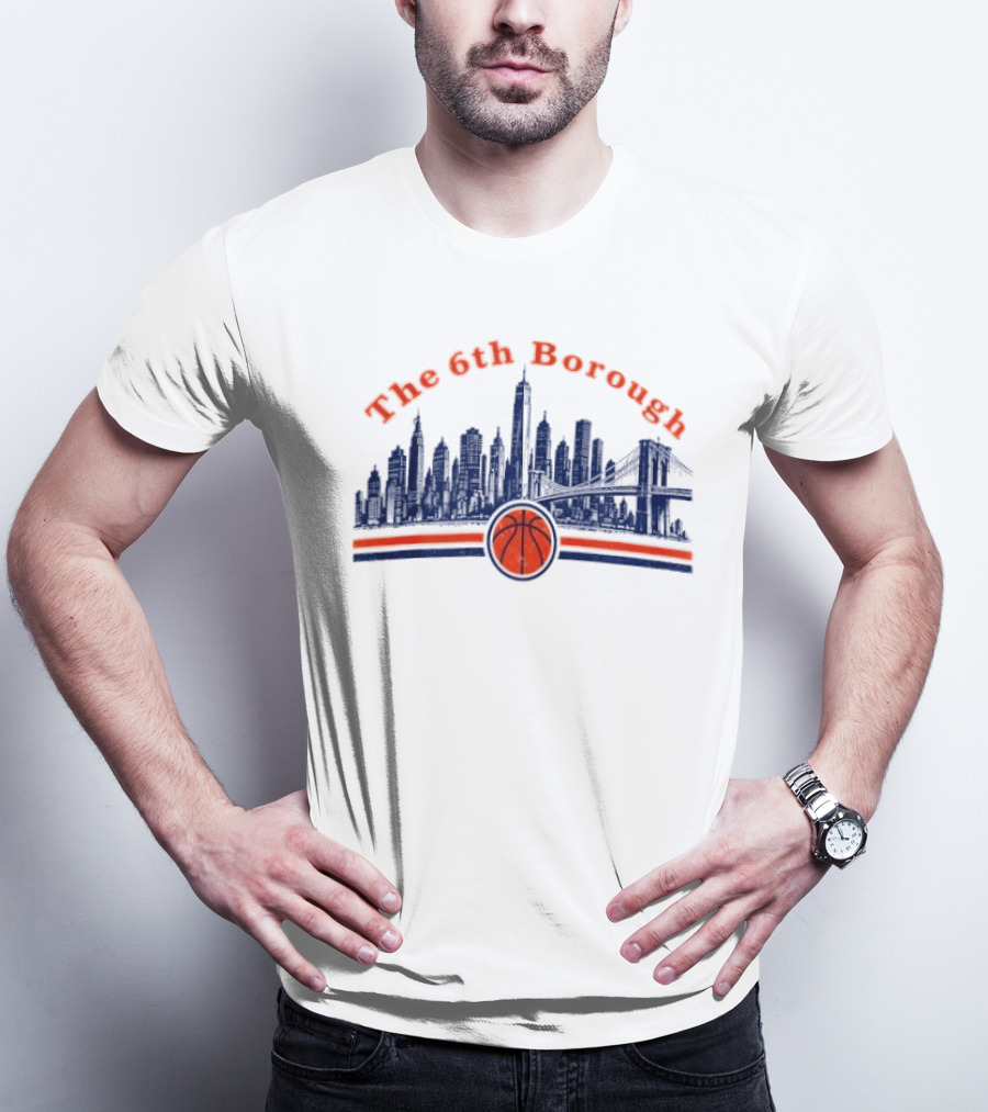 New York Knicks 2026 The 6th Borough City Skyline Basketball T-Shirt
