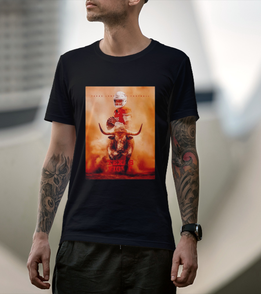 Texas Longhorns Football Texas Fight Arch Manning Bull T-Shirt