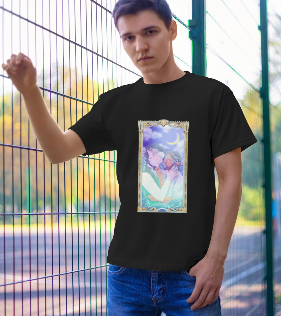 Fantasy Elf Couple 2026 Pride Moon Constellation Floral Romance T-Shirt