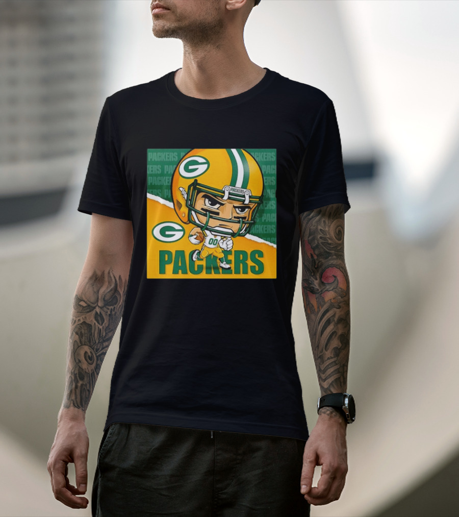 Green Bay Packers Chibi Player Helmet Packers T-Shirt
