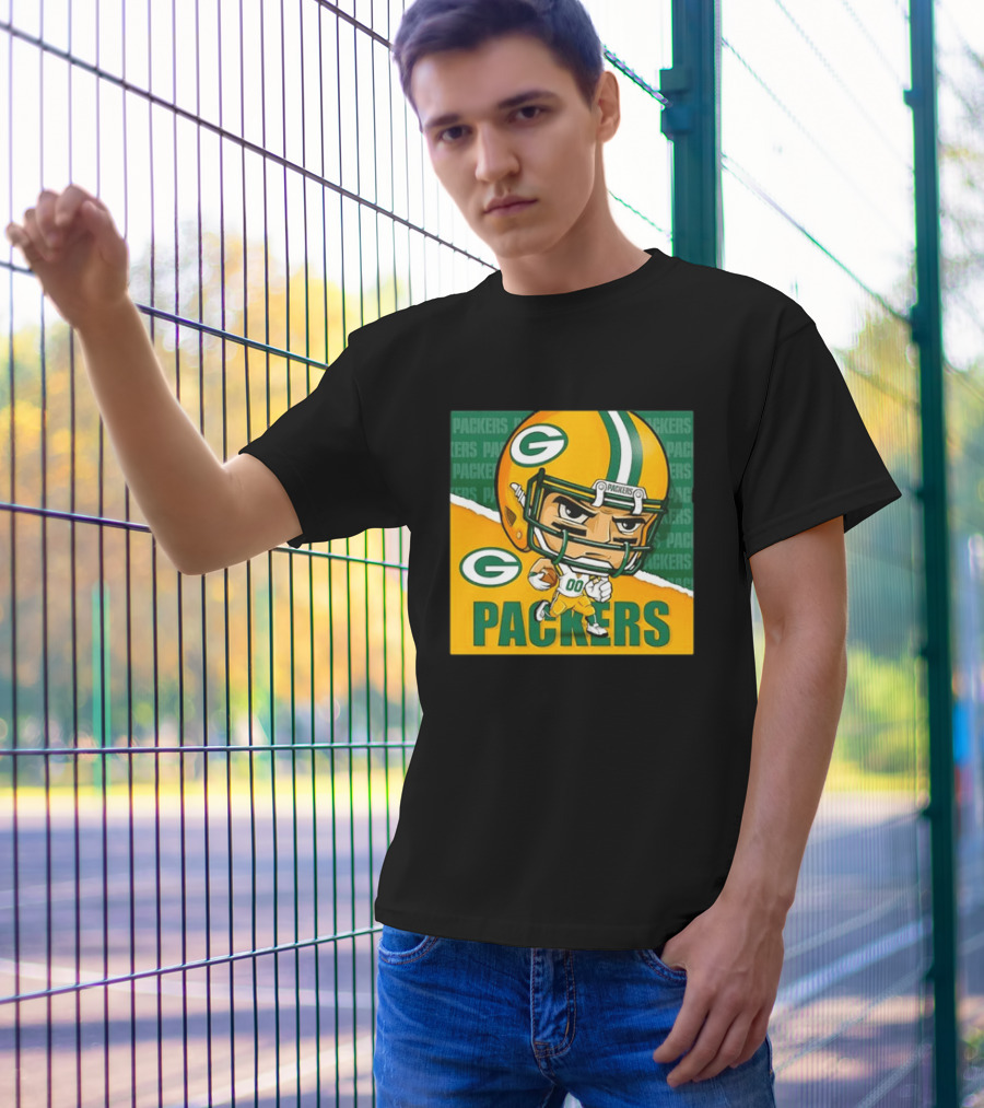 Green Bay Packers Chibi Player Helmet Packers T-Shirt