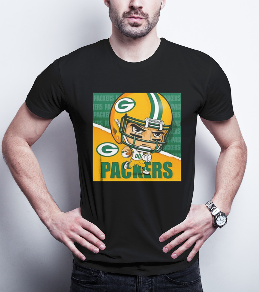 Green Bay Packers Chibi Player Helmet Packers T-Shirt
