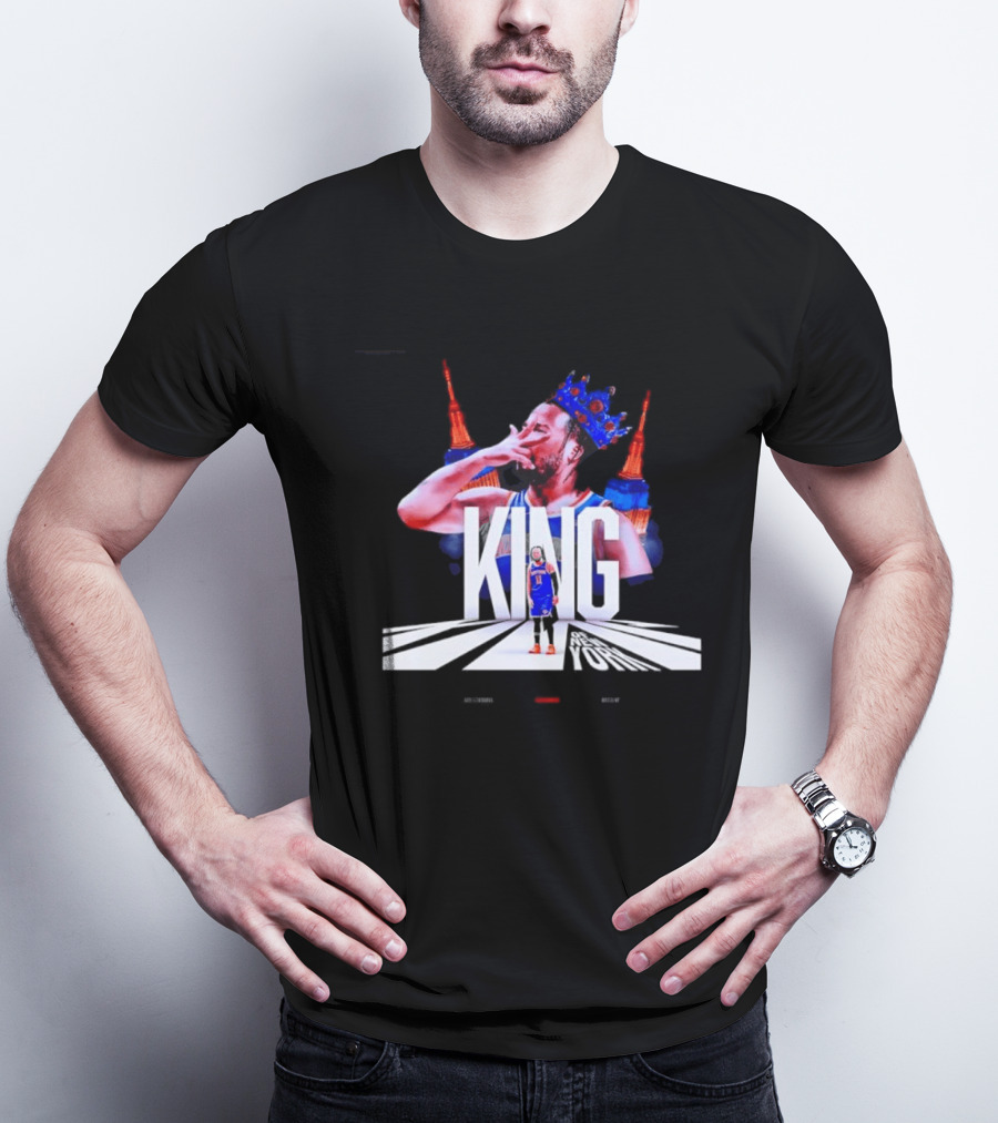 King Of New York Jalen Brunson Crown Basketball Statue Liberty Skyline T-Shirt