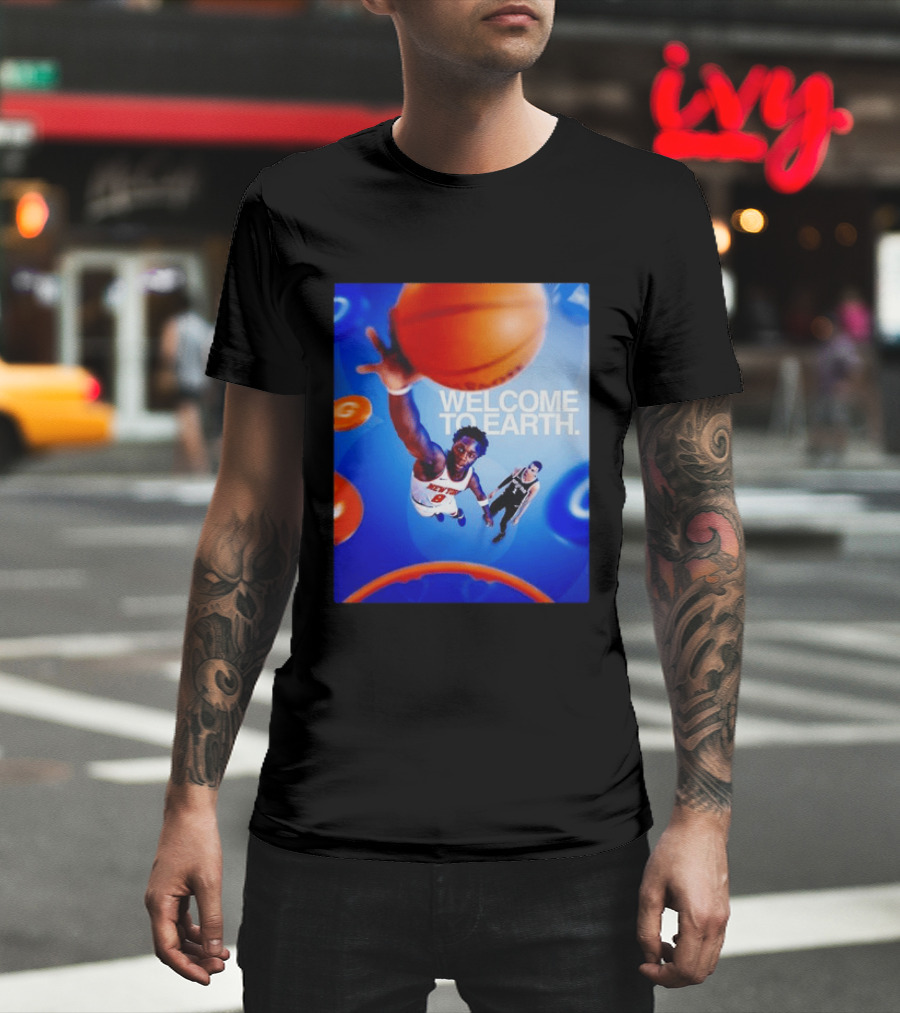 OG Anunoby New York Knicks Welcome To Earth Basketball Moment T-Shirt