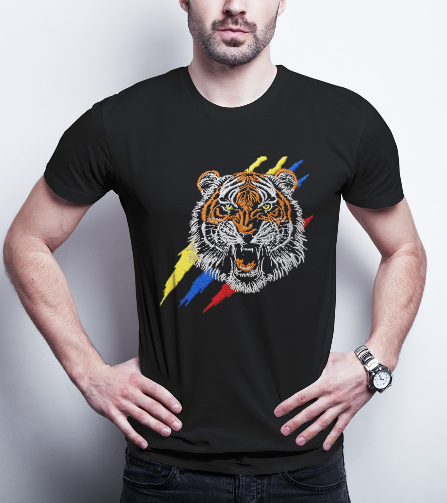 Tiger De La Espriella Colorful Bold Embroidered Hat T-Shirt