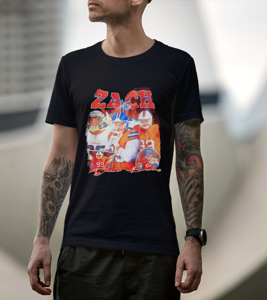 Zach Allen 99 Denver Broncos Football Player Collage T-Shirt