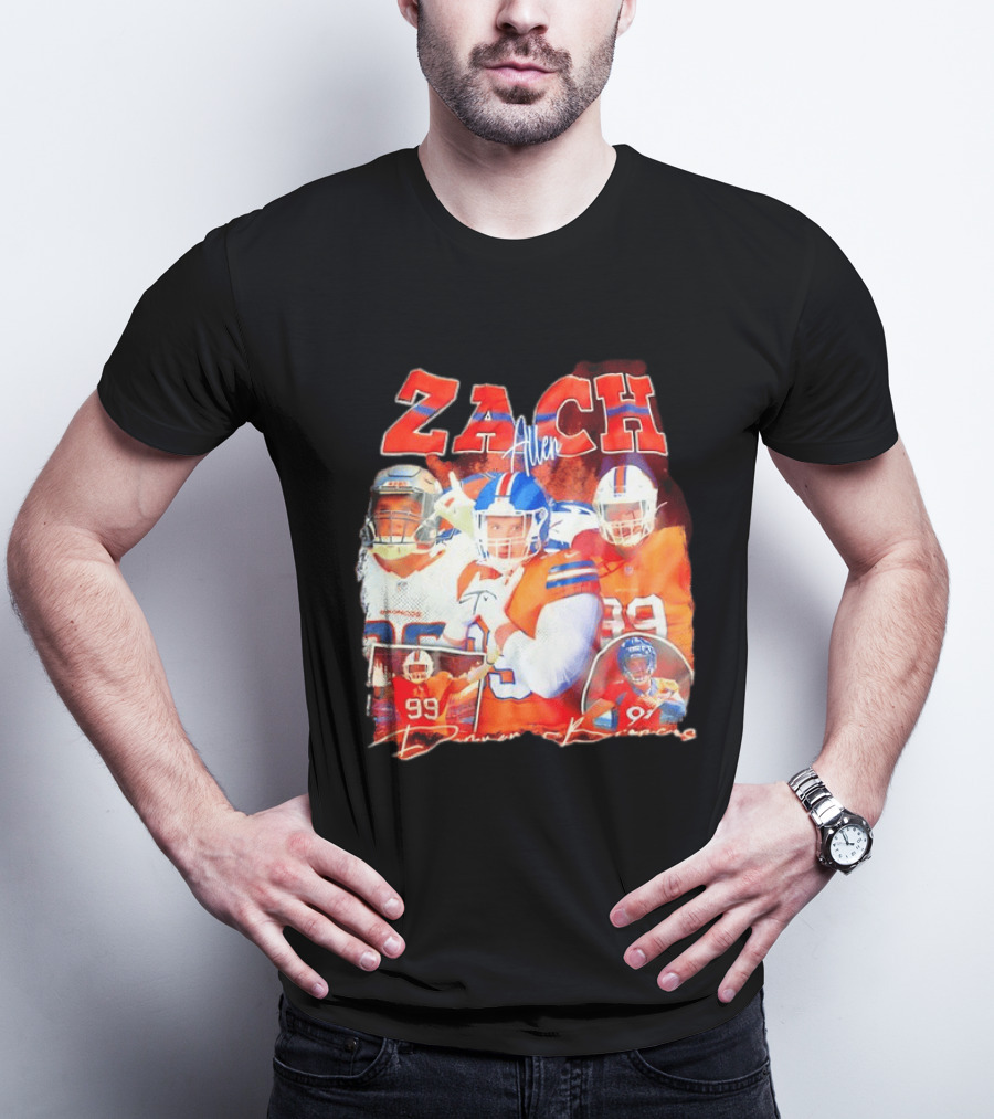 Zach Allen 99 Denver Broncos Football Player Collage T-Shirt