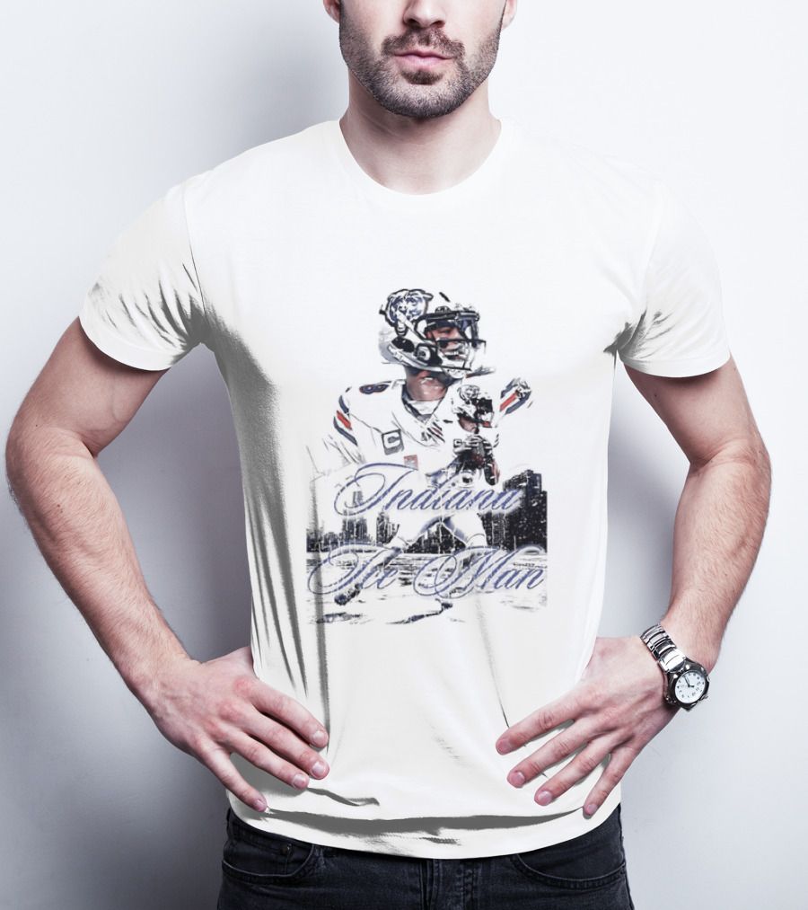 Caleb Williams Chicago Bears Indiana The Man Football Skyline T-Shirt