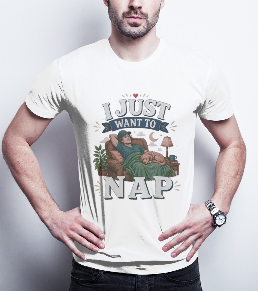 I Just Want To Nap Cozy Scene With Chair And Dog T-Shirt