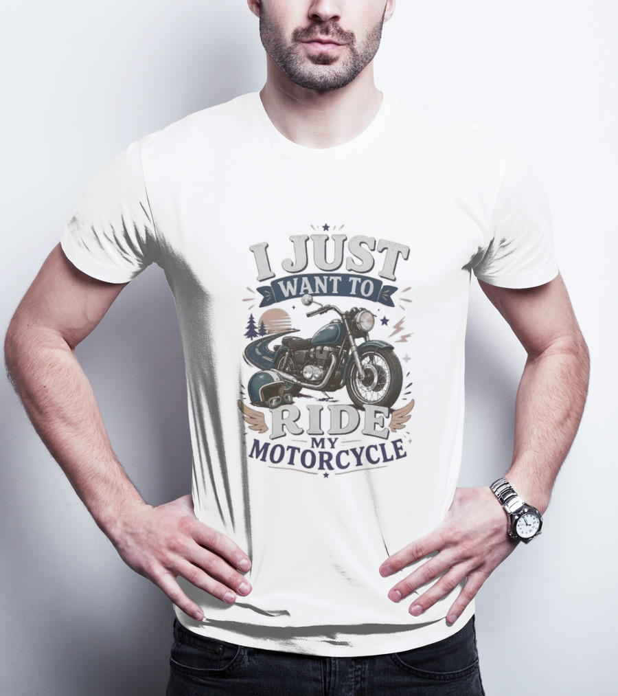 I Just Want To Ride My Motorcycle Retro Sunset And Cruiser T-Shirt
