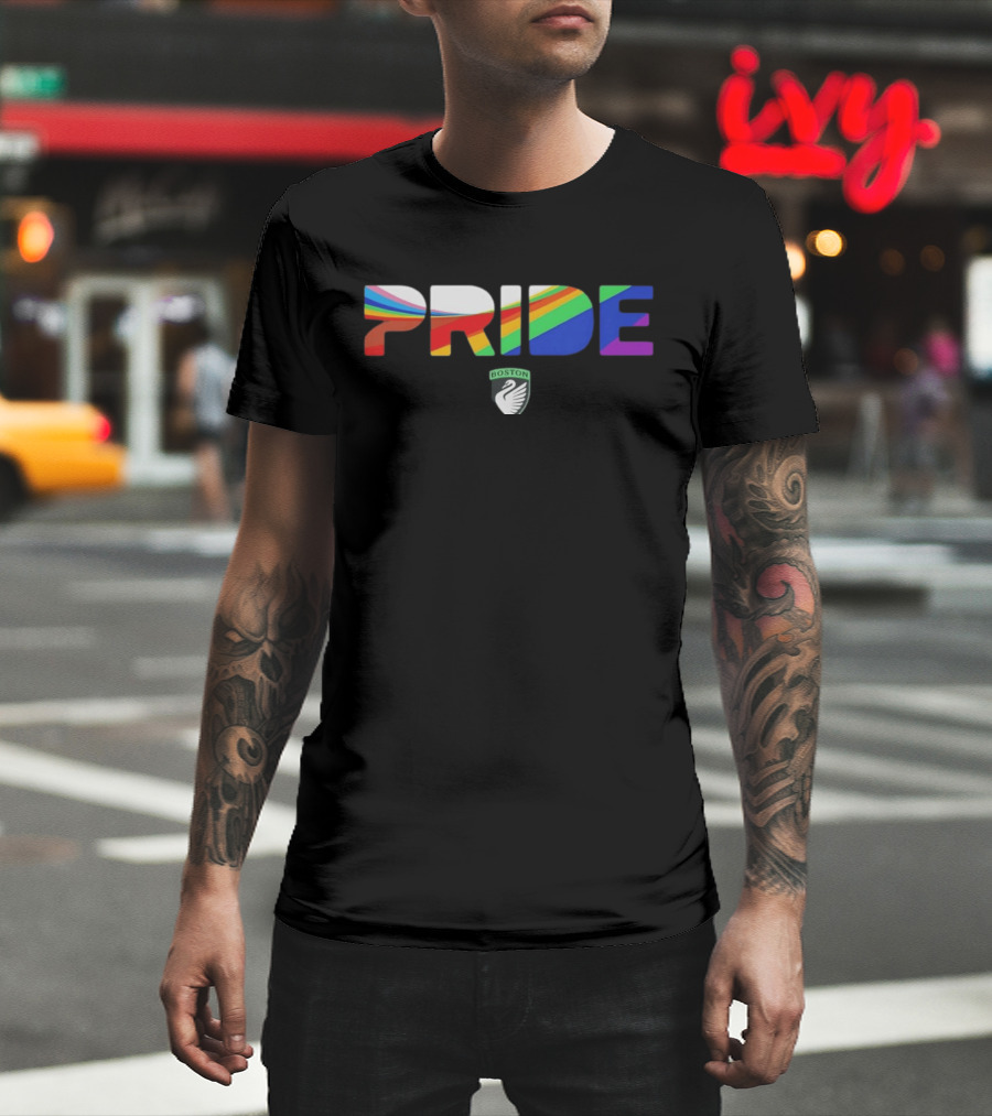 Boston Legacy FC Pride Rainbow Stripes 2026 Swan T-Shirt