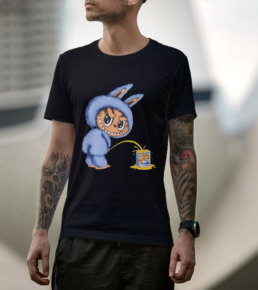 Labubu Peeing On Pop Figures Juice Box Fun Concept T-Shirt
