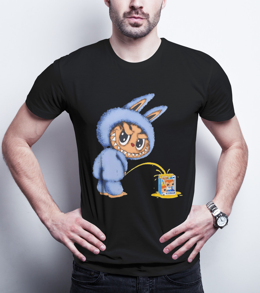 Labubu Peeing On Pop Figures Juice Box Fun Concept T-Shirt