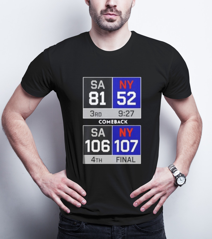 New York Knicks Epic Comeback Victory Against San Antonio Scoreboard Highlights T-Shirt