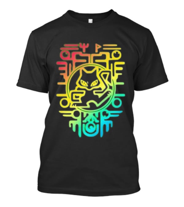 Og Ancient Mew And Mewtwo Pokemon Holographic Hieroglyphic T-Shirt
