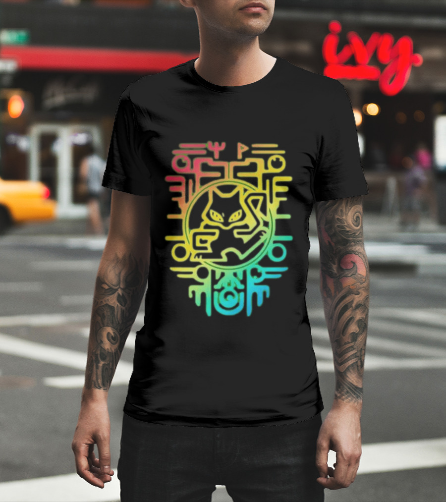Og Ancient Mew And Mewtwo Pokemon Holographic Hieroglyphic T-Shirt