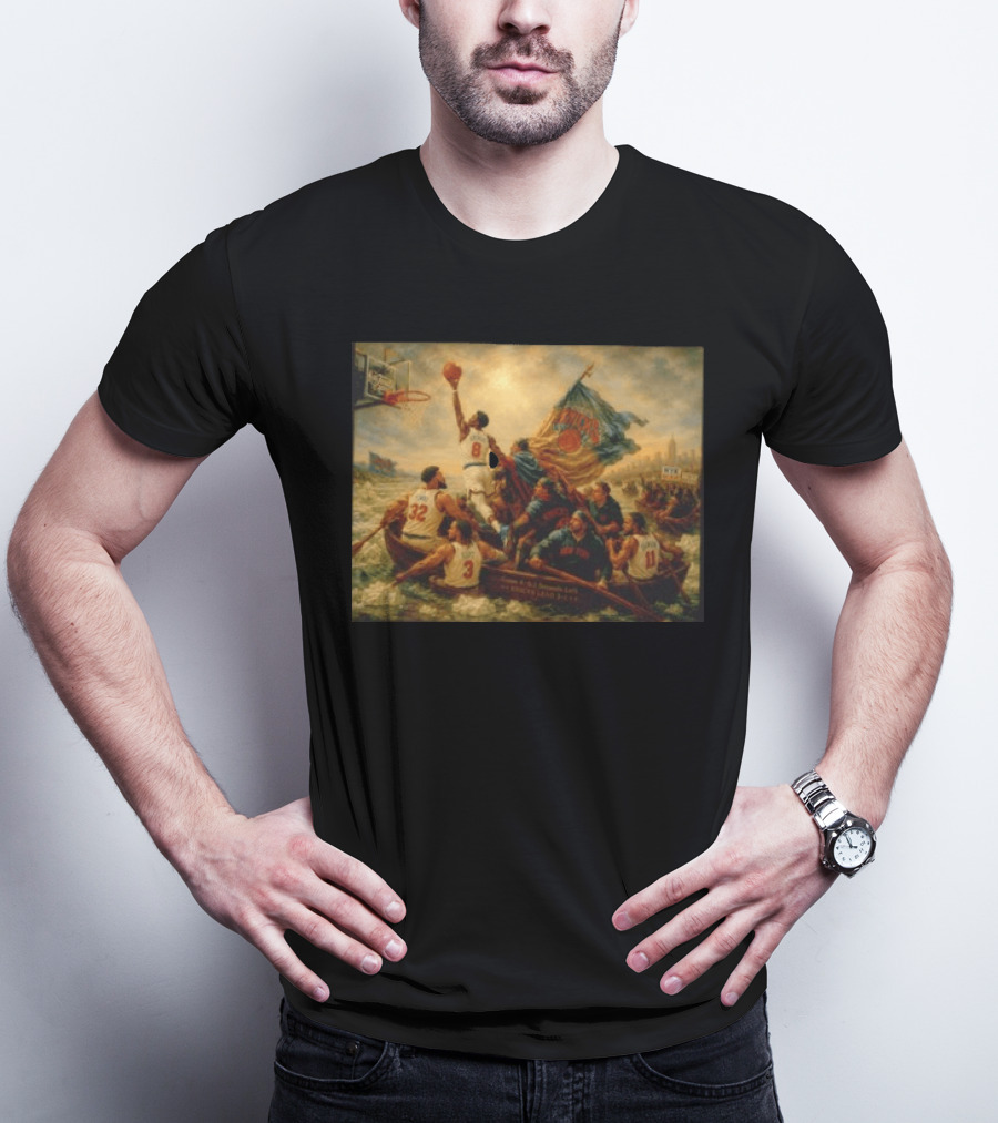 OG Anunoby Karl Anthony Towns Josh Hart Jalen Brunson New York Knicks 2026 NBA Renaissance Hoops Masterpiece T-Shirt