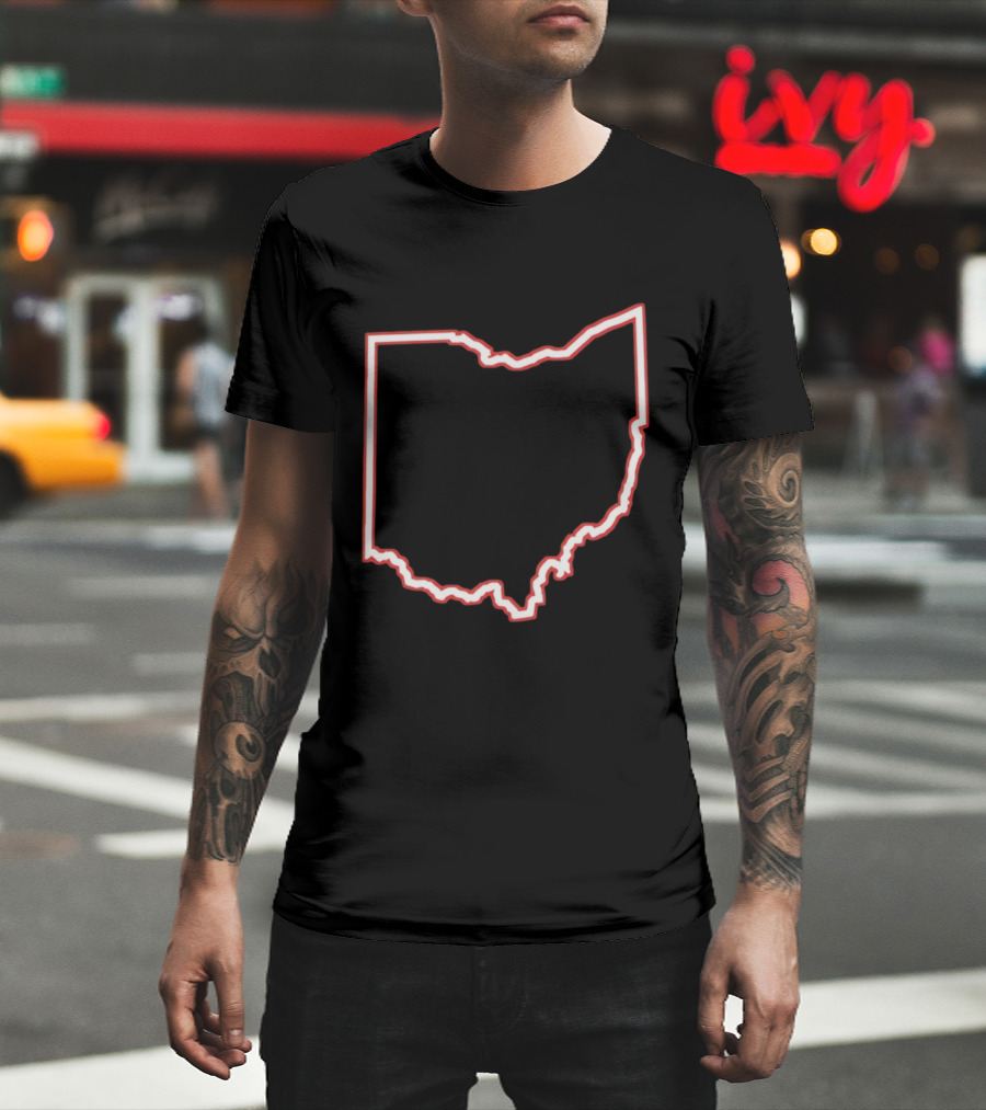 Ohio Outline Simple State Map Red T-Shirt