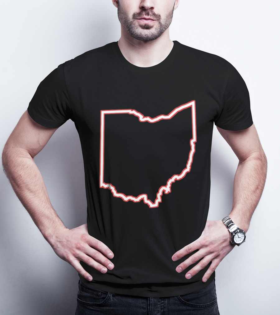 Ohio Outline Simple State Map Red T-Shirt