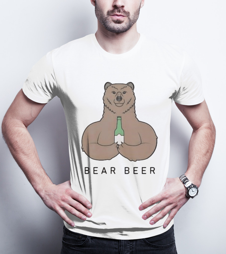 Bear Beer Meme Bottle Holding Bear T-Shirt