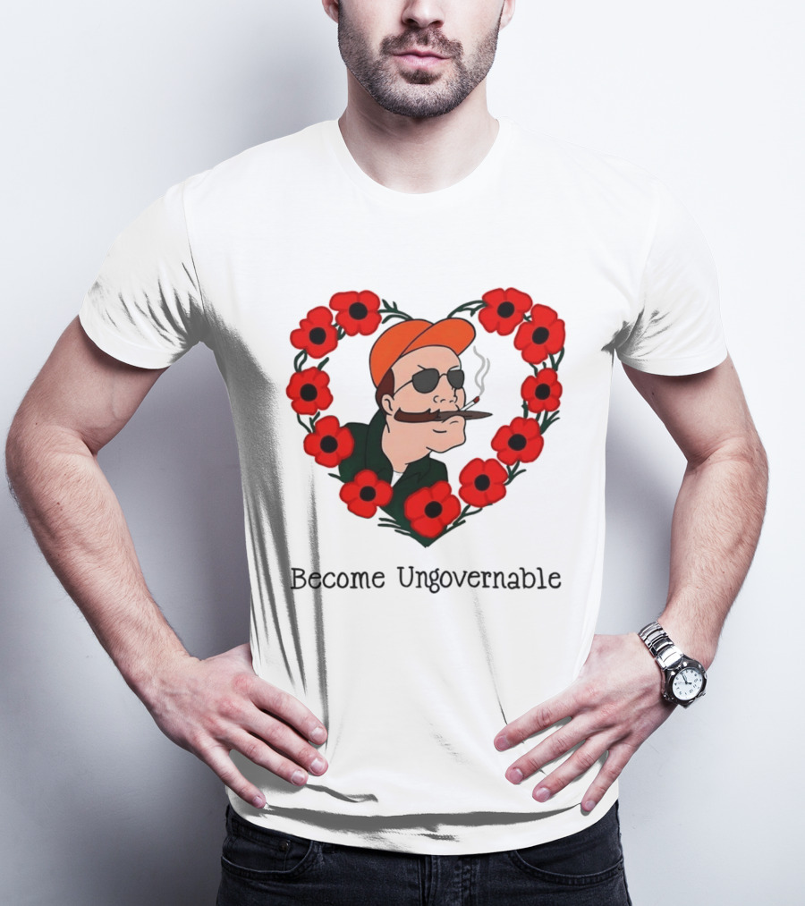 Become Ungovernable Dale Gribble King Of The Hill Red Flower Heart T-Shirt
