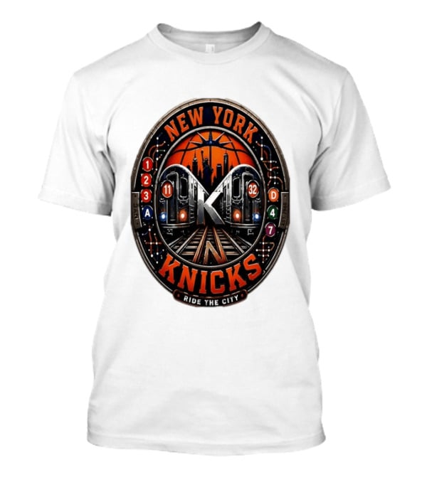 New York Knicks Ride The City Subway Basketball Skyline T-Shirt